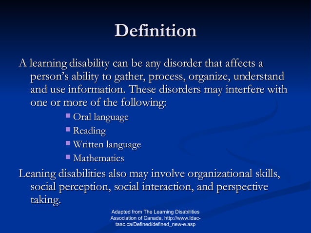 Learning Disabilities With Video | PPT