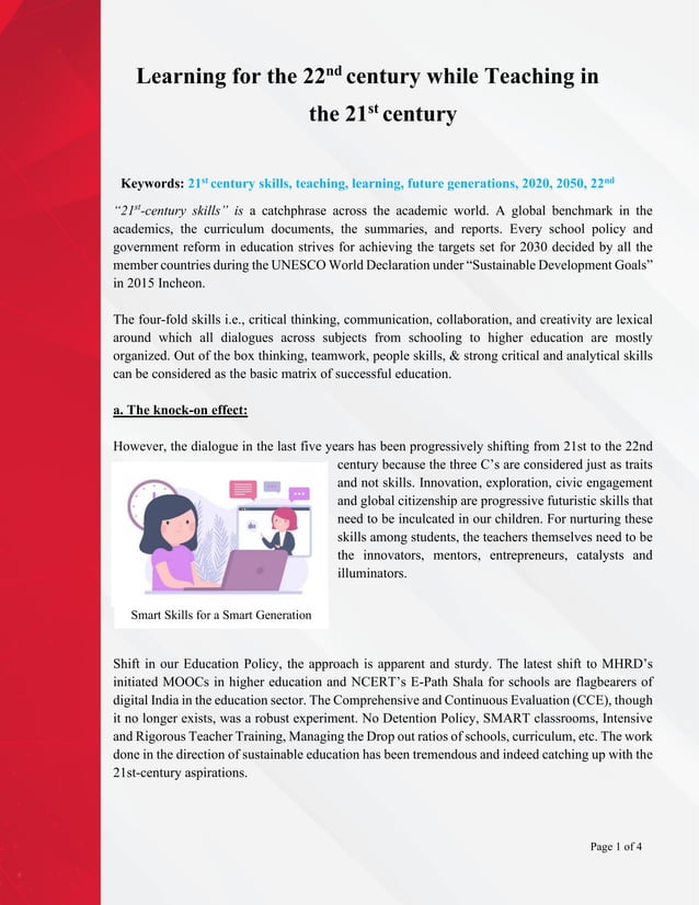 Learning for the 22nd century while Teaching in the 21st century | PDF