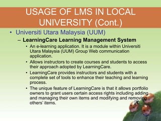 learning-management-system-lms. These slides describe the different LMS ...