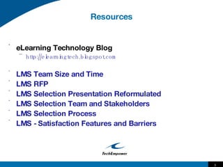 Learning Management Systems - Selecting an LMS | PPT