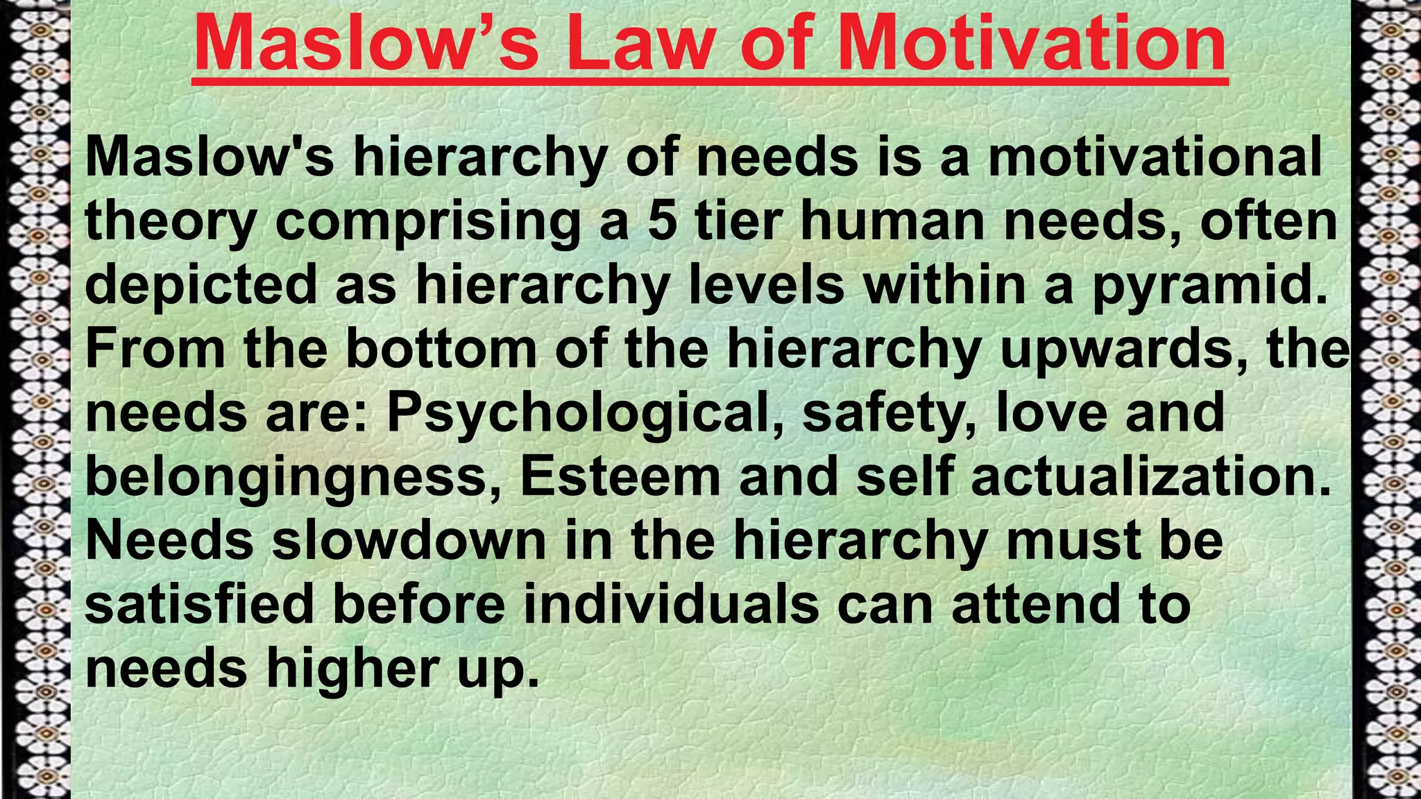 Maslow's theory of Motivation. | PPT