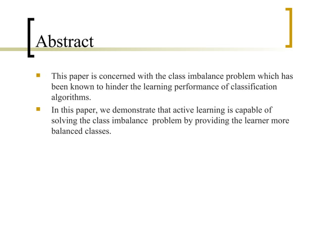 Learning On The Border:Active Learning in Imbalanced classification Data | PPT