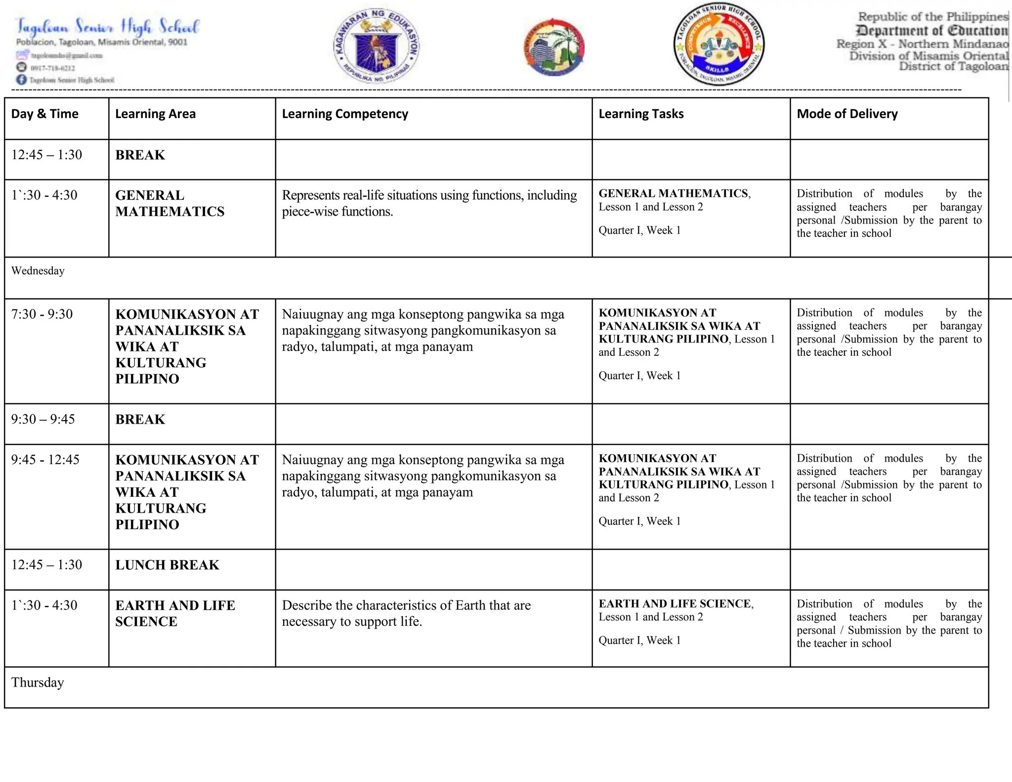 learning-plan-GRADE 11-HUMSS-Senior High | DOCX
