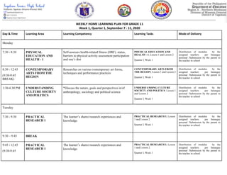 learning-plan-GRADE 11-HUMSS-Senior High | DOCX