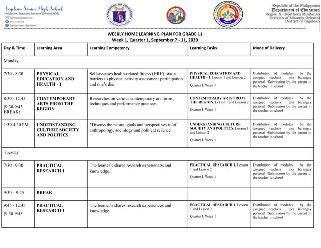 learning-plan-GRADE 11-HUMSS-Senior High | DOCX | Educational ...