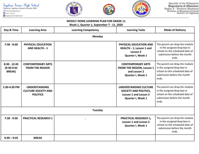 learning-plan-GRADE 11-HUMSS-Senior High | DOCX | Educational ...