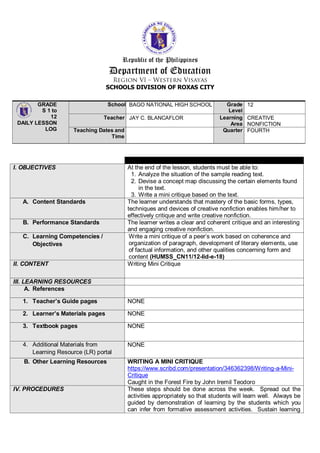 Learning resource-package-in-creative-nonfiction | PDF