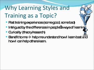 Learning Styles And Training | PPT