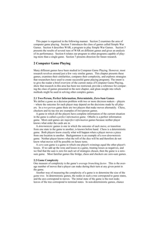 Learning to Play Complex Games | PDF