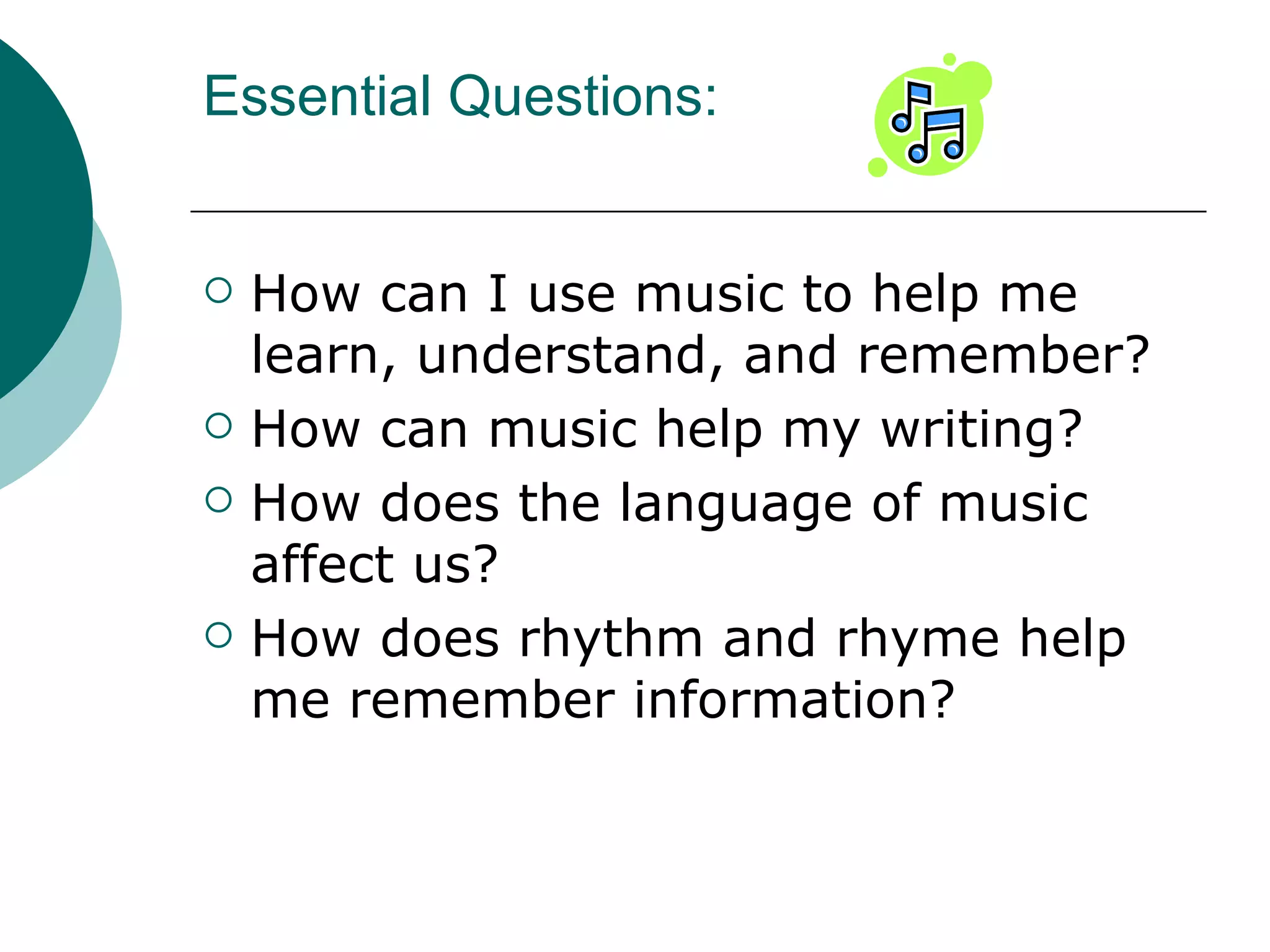 Learning Vocabulary Through Music | PPT