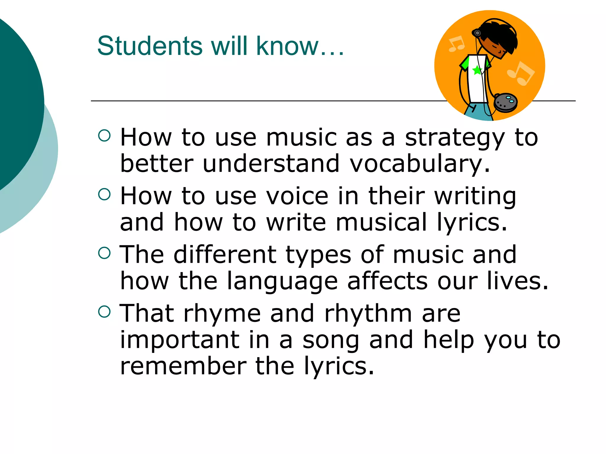 Learning Vocabulary Through Music | PPT