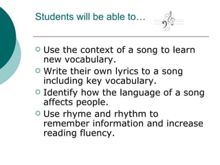 Learning Vocabulary Through Music | PPT