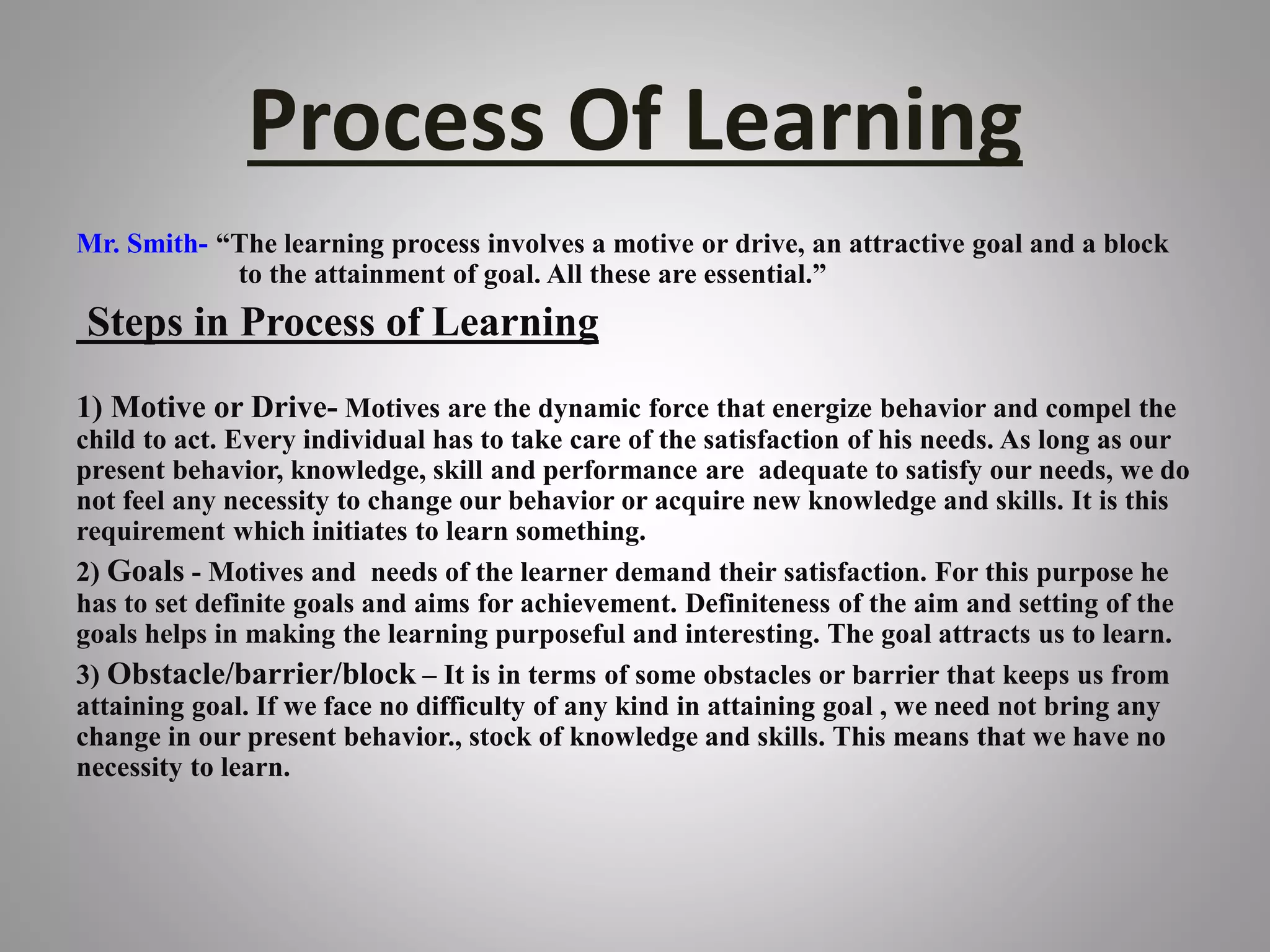Learning :Definition, concept, process &chracterstics | PPTX