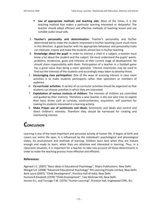 Learning and Its relationship with Maturation, Attention and Interest | DOC