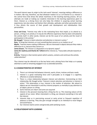 Learning and Its relationship with Maturation, Attention and Interest | DOC