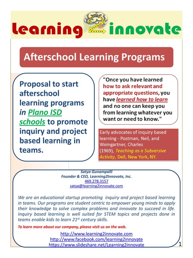 Learning2innovate - Program details | PDF