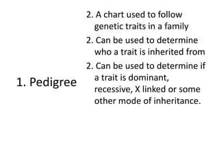 Biology Pedigree With Traits For Pictures And Projects