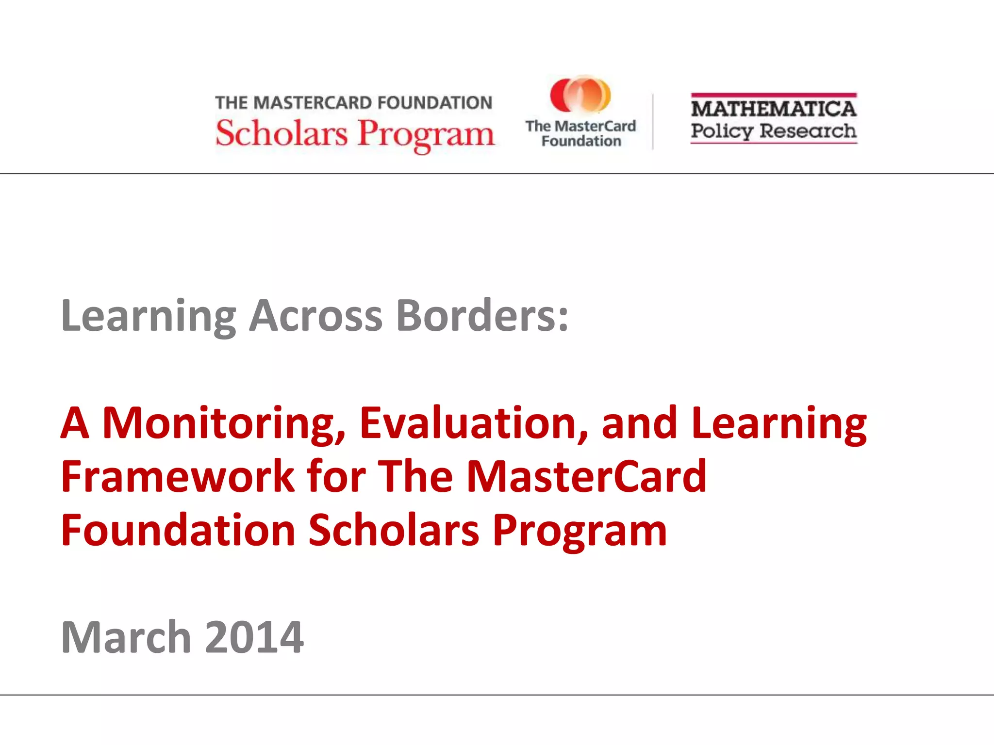 Learning Across Borders; A Monitoring, Evaluation, and Learning ...