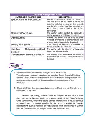 Learning act# 5 classroom management and learning | PDF