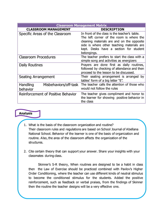 Learning act# 5 classroom management and learning | PDF