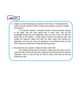 Learning act# 5 classroom management and learning | DOCX
