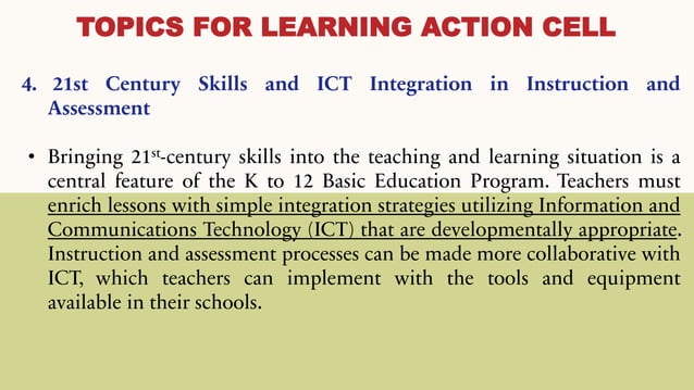 A Presentation on the Learning Action Cell | PDF | Professional School ...