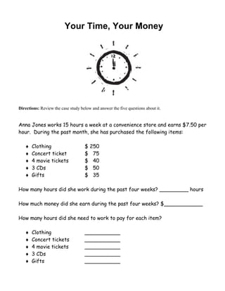 Learning Activity: Your Time-Your Money | PDF