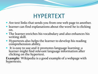 COMPUTER RESOURCES FOR LANGUAGE LEARNING | PPT