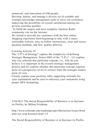 Learning Activity #1Organizations must clearly articulate a Mi.docx | Business Administration ...