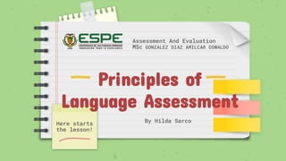 Principles of Language Assessment.Activity 1. | PPTX