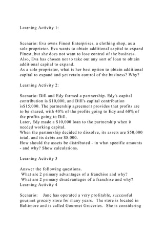 Learning Activity 1Scenario Eva owns Finest Enterprises, a c.docx | Business Accounting ...