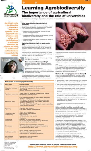 poster50: Learning Agrobiodiversity the importance of agricultural biodiversity and the role of ...