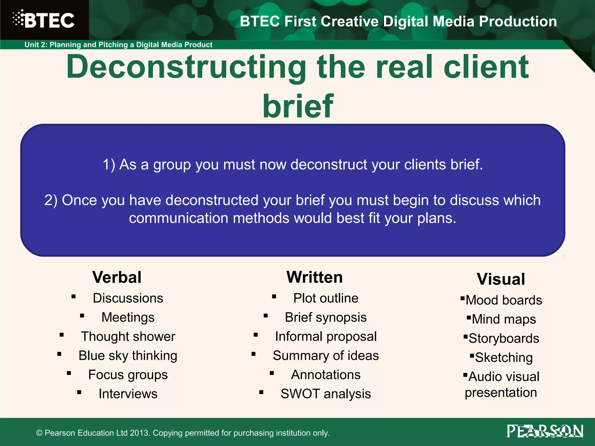 BTEC Creative Digital Media Production Unit 2 introduction | PPT