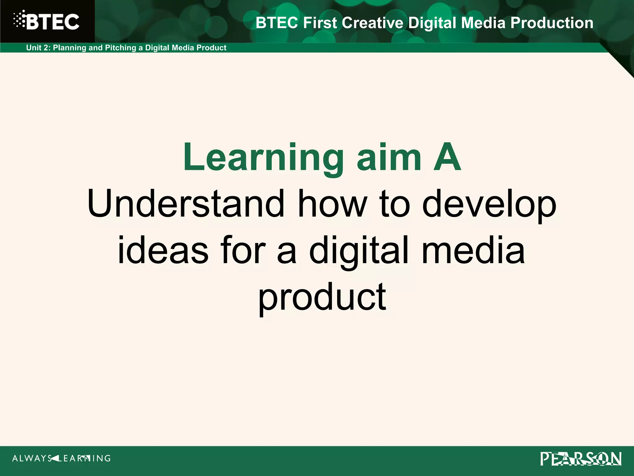BTEC Creative Digital Media Production Unit 2 introduction | PPT
