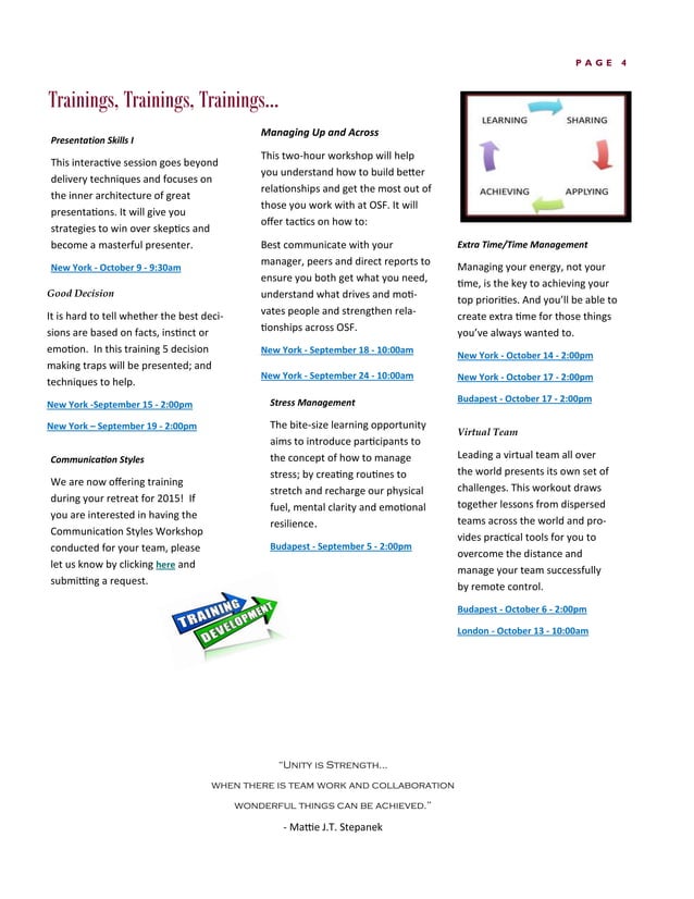 Learning and development newsletter - August 2014