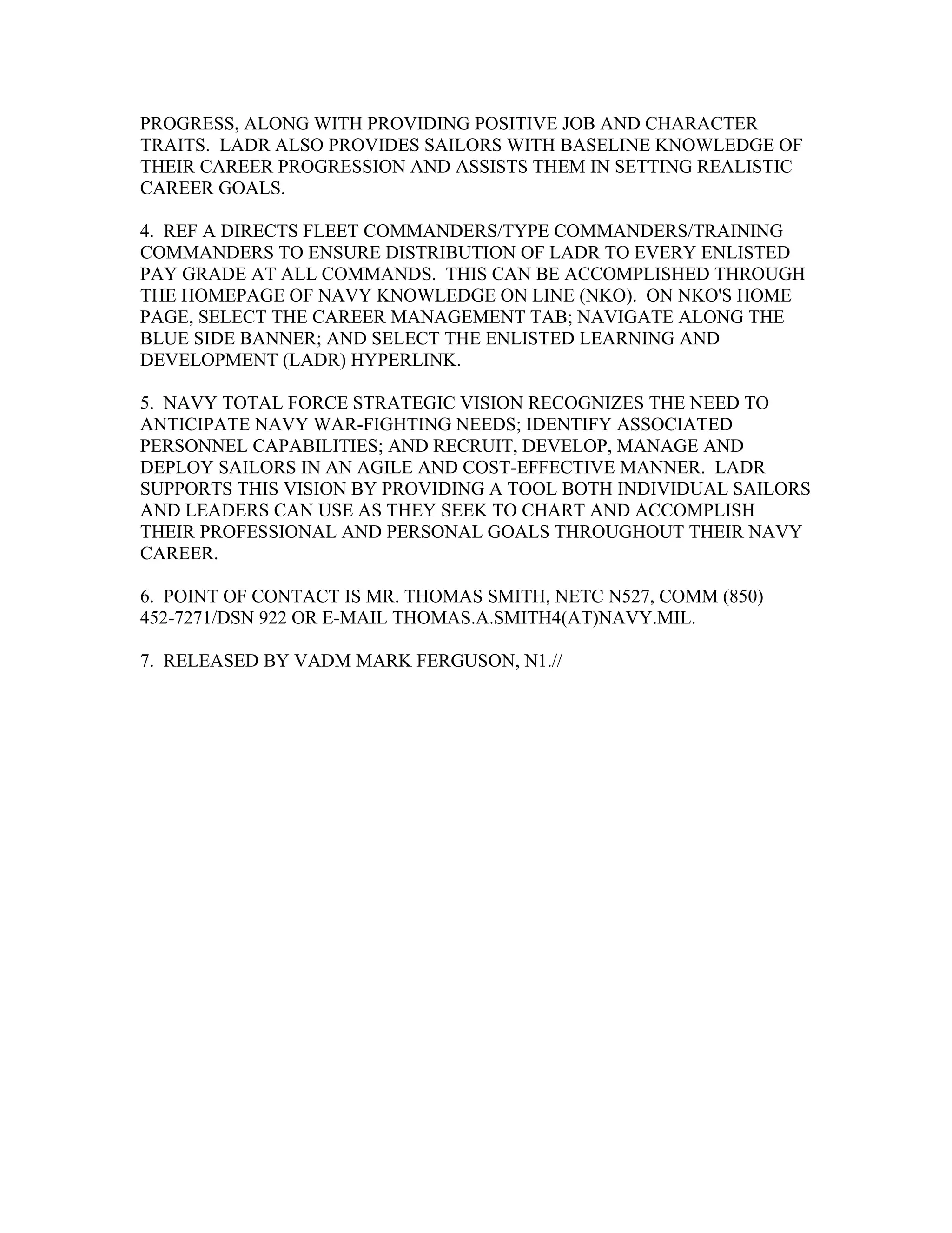 Learning and Development Roadmaps for Enlisted | DOC