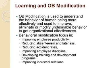 Organizational Behavior: Learning and its theories | PPT