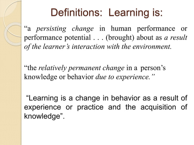 Organizational Behavior: Learning and its theories | PPT