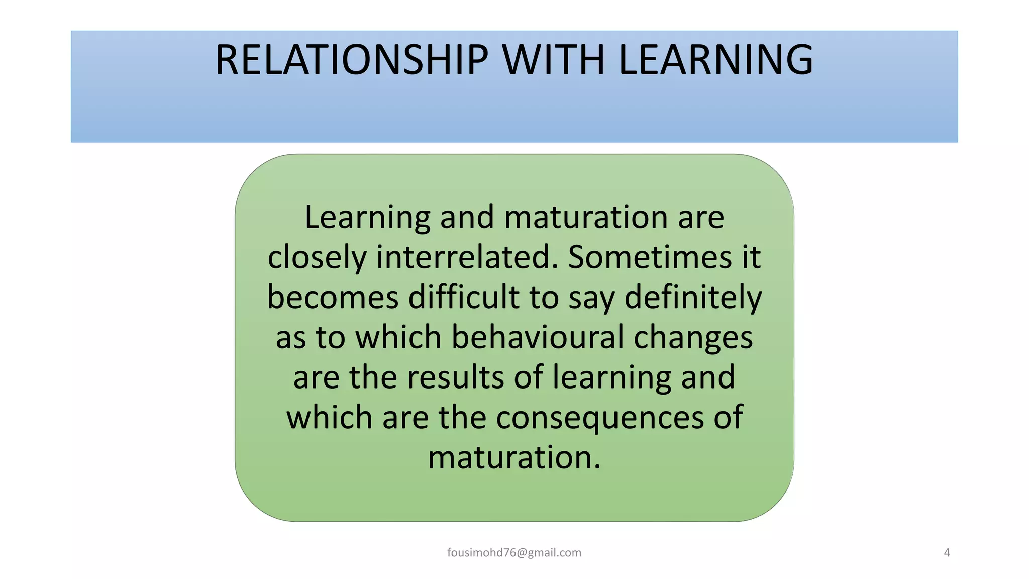 Learning and maturation | PDF