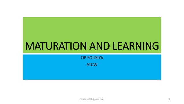 Learning and maturation | PDF