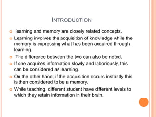 Learning and memory | PPT