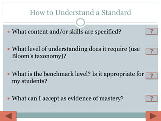 Learning and using standards | PPT