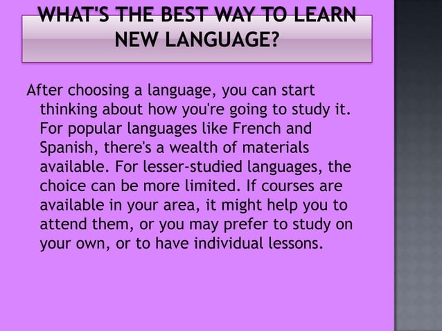 Learning a new language | PPTX