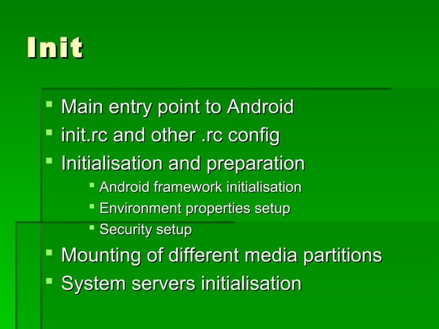 Learning AOSP - Android Booting Process | PPT | Operating Systems | Computer Software and ...
