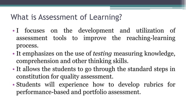 Assessment of Learning Presentation | PPT