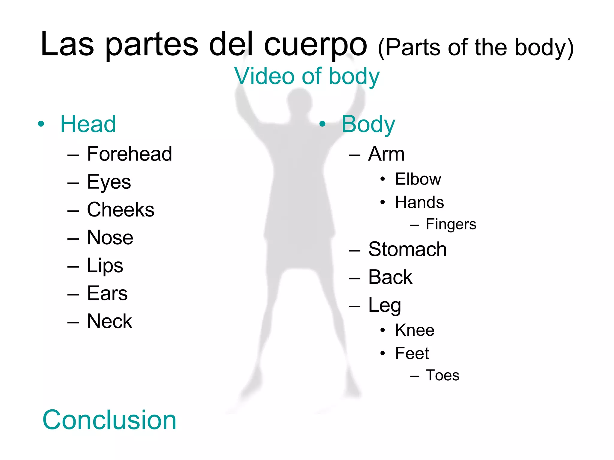 Learning Body Parts In Spanish | PPT