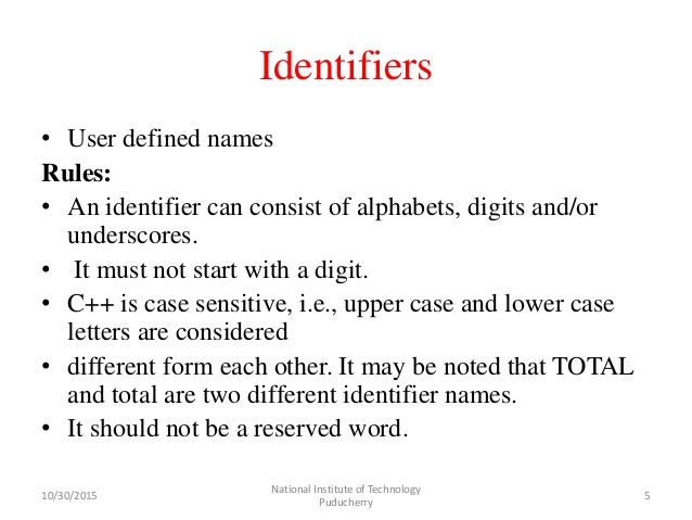 Identifier In C