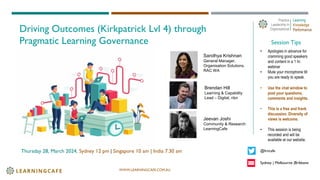 Driving Outcomes (Kirkpatrick Lvl 4) through Pragmatic Learning ...