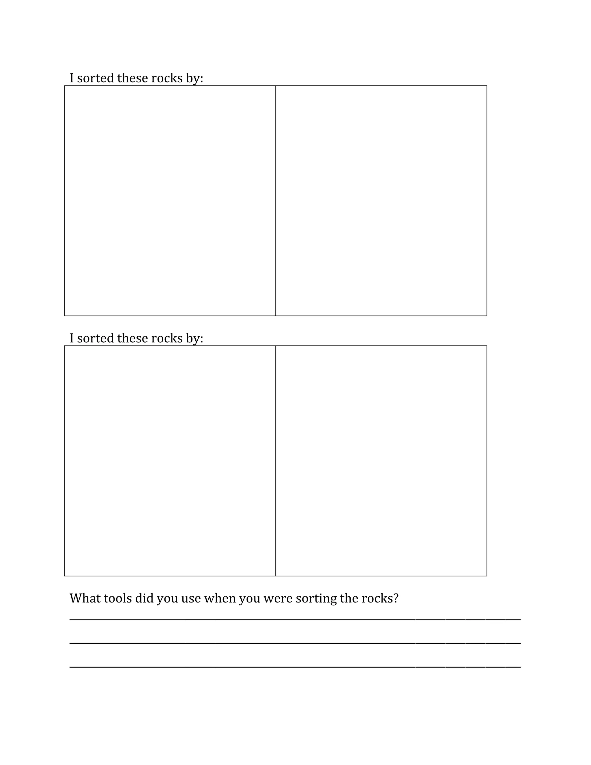 Learning Center Worksheet-Sorting Rocks | DOCX