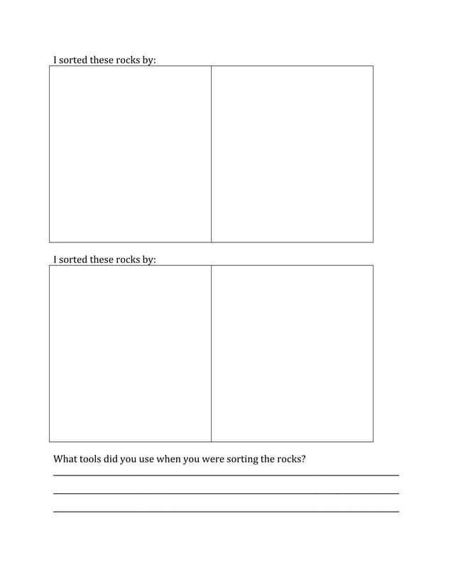 Learning Center Worksheet-Sorting Rocks | DOCX